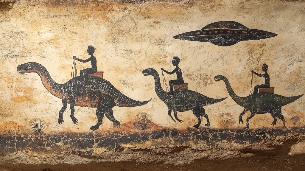 Cave Painting of Humans and Dinosaurs - Snipstock - Free cutout images ...