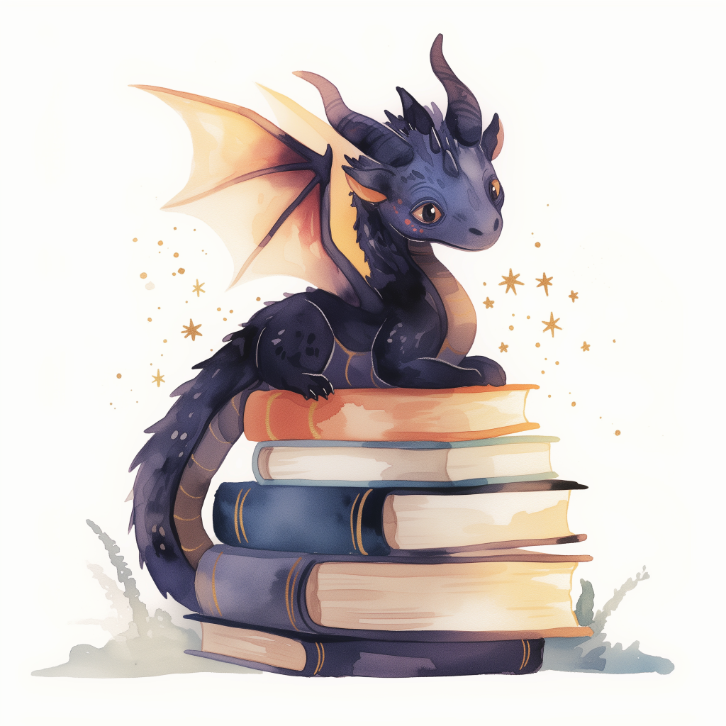Cute Black Dragon on Books - Snipstock - Free cutout images in PNG and ...