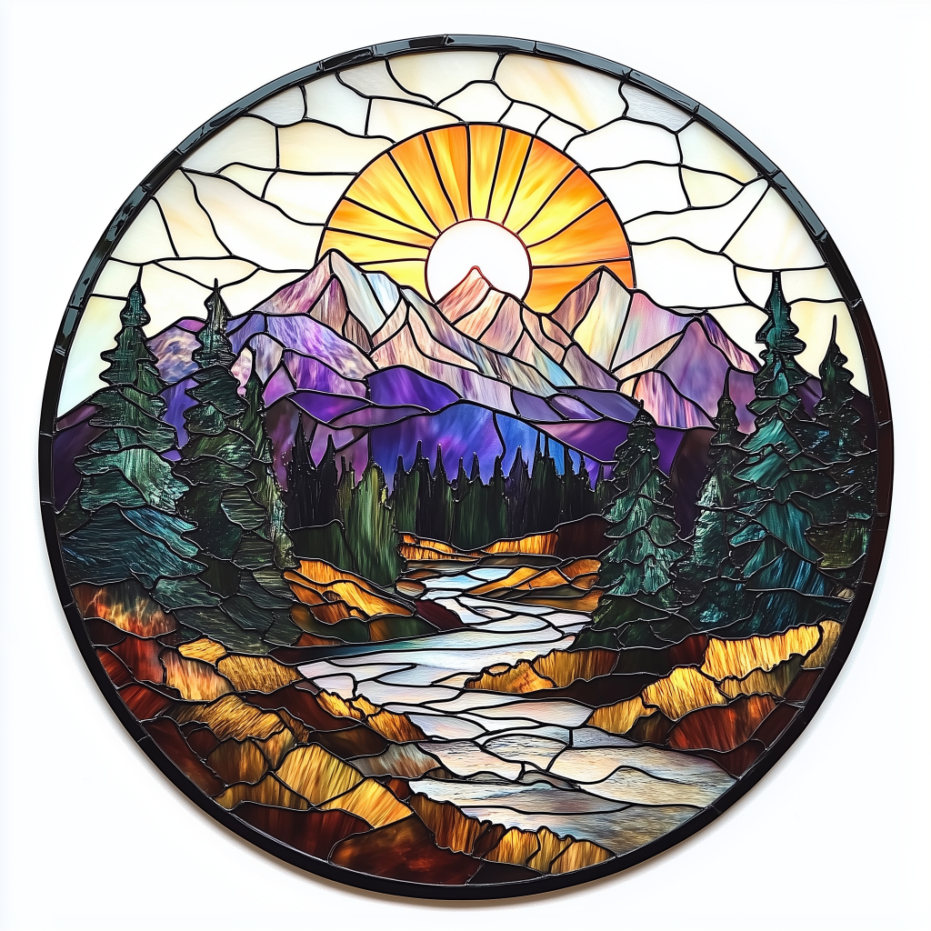 Mountainous Landscape Stained Glass - Snipstock - Free cutout images in ...
