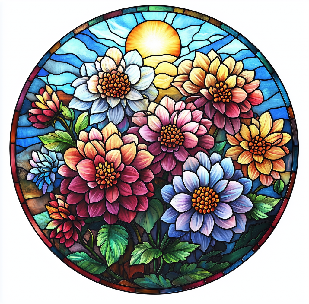 Colorful Dahlia Stained Glass Ornament - Snipstock - Free cutout images ...