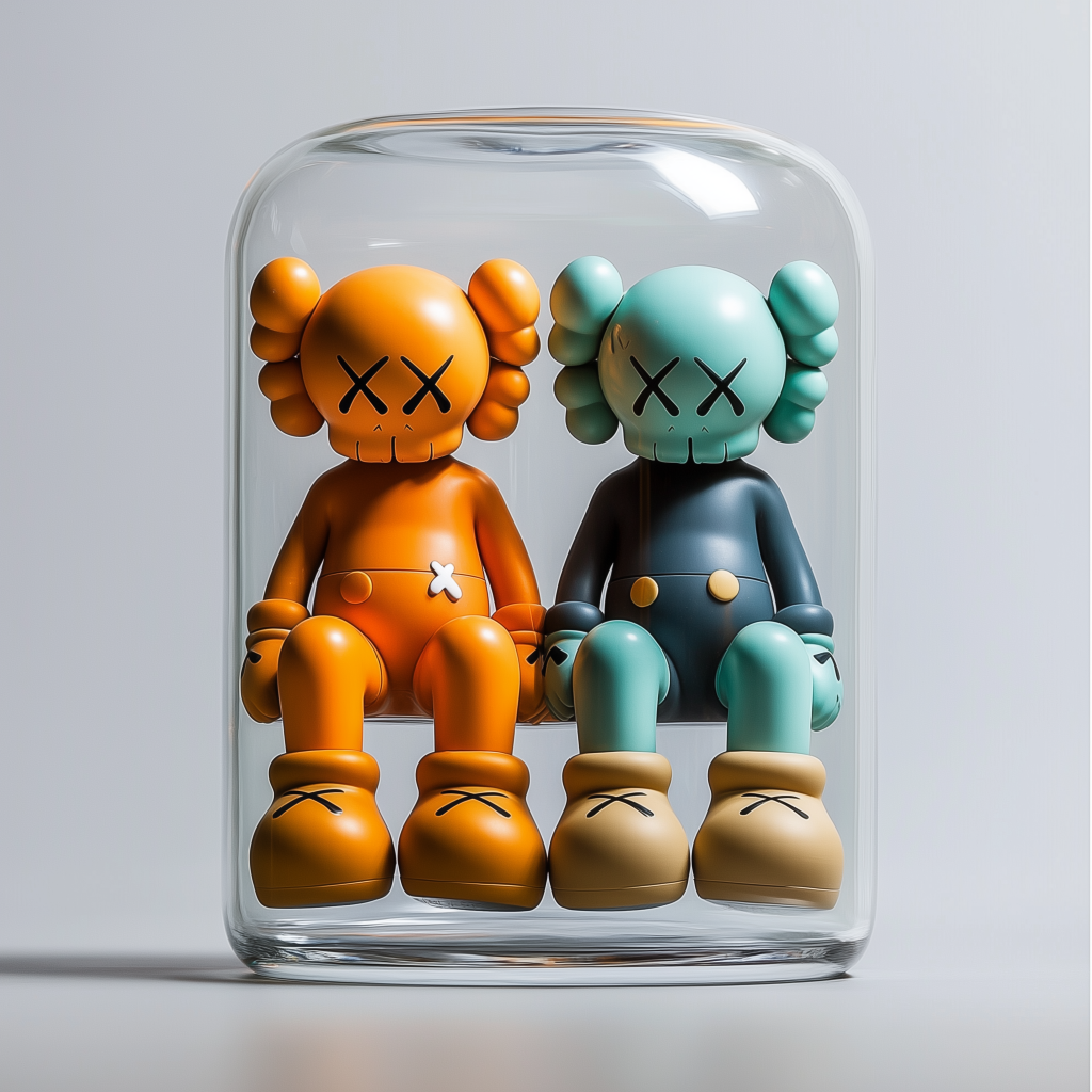 Clear Glass Jar with KAWS Figures - Snipstock - Free cutout images in PNG and PSD formats