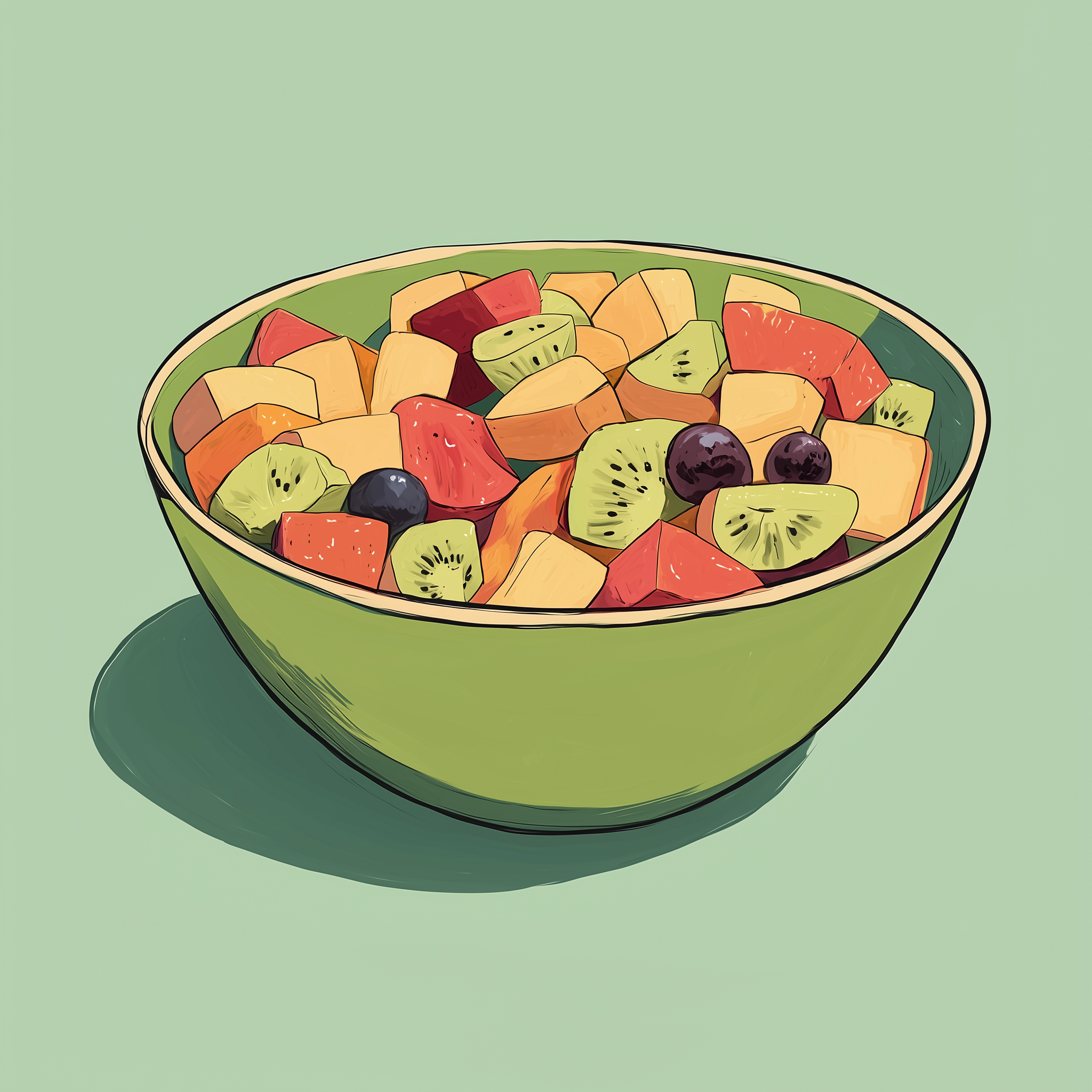 cartoon fruit salad bowl