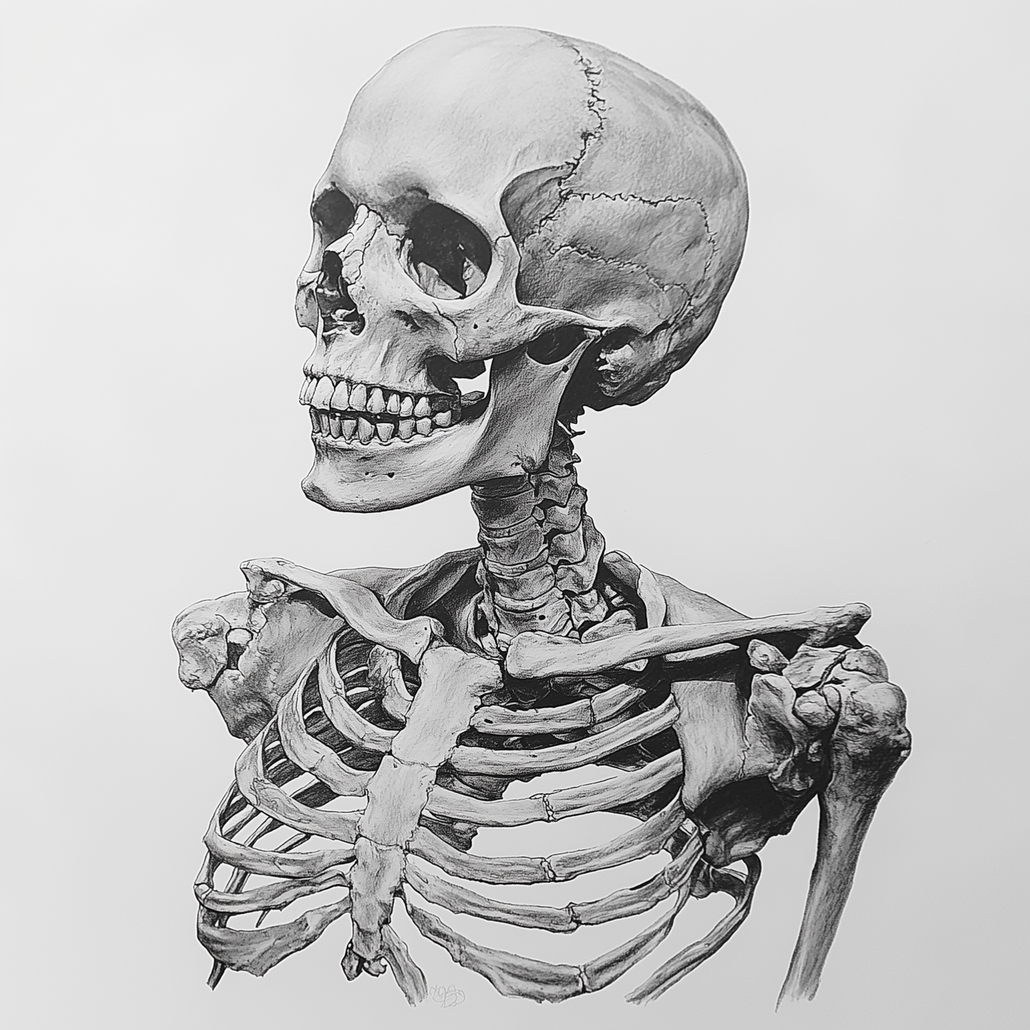 how to draw a human skeleton